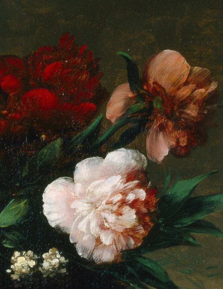 Germain Theodore Ribot - Floral Still-Life, A vase of Roses and Lilacs ...