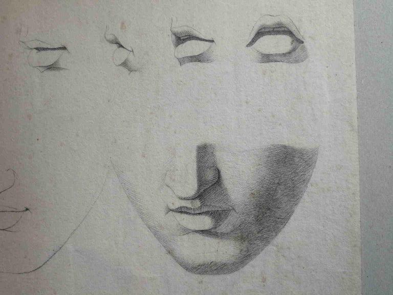 Unknown - Neoclassical Anatomy Study Drawing 19 century pencil paper ...