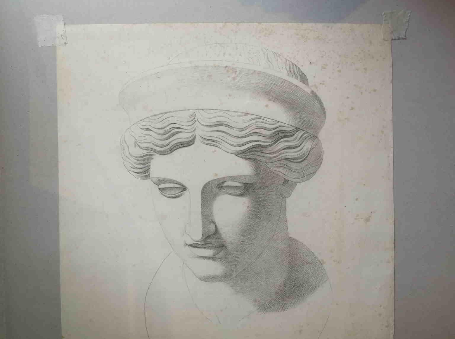 Unknown - Study of antique sculpture Drawing 19 century pencil paper ...