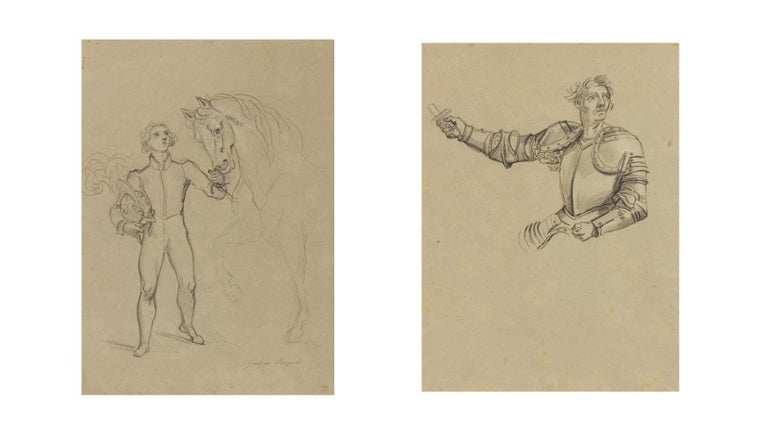 Giuseppe Bezzuoli - Double Face Figurative History Florence Drawing ...