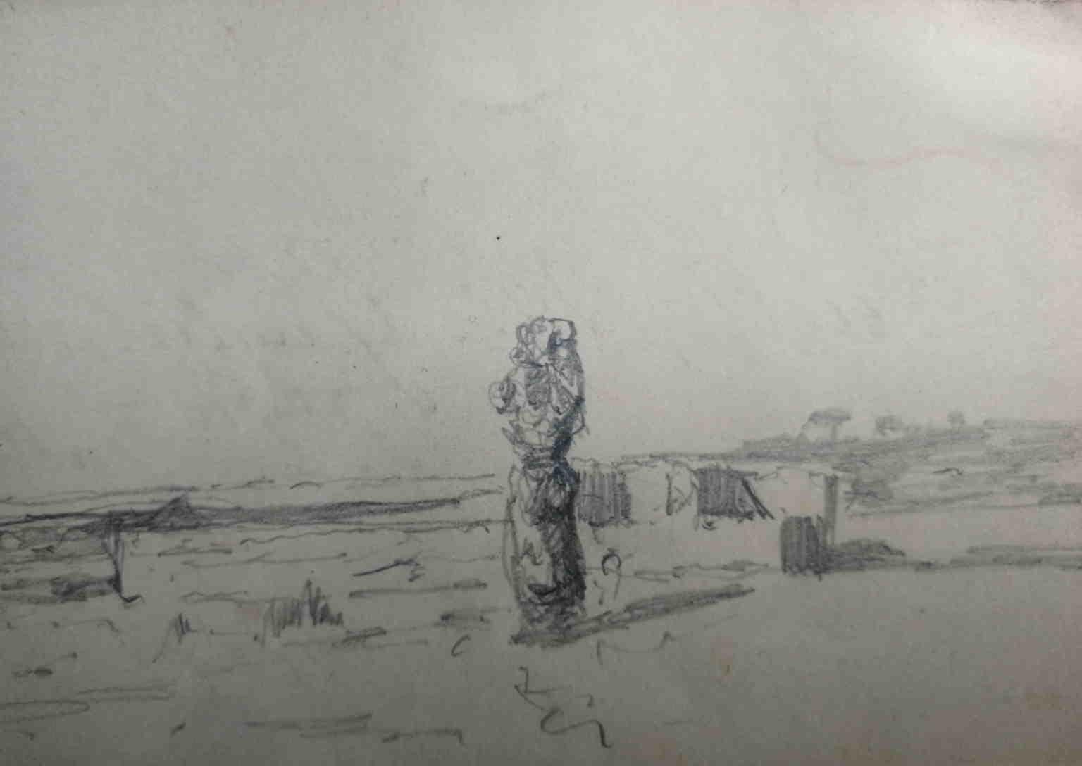 Andrea Markò - Signed A Markò Landscape Pencil Drawing 19th century For ...