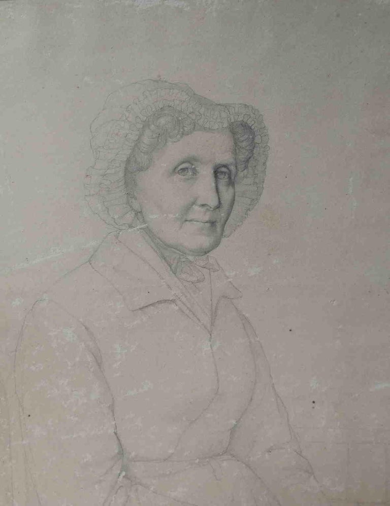 Unknown - North Italian Portrait Drawing Old lady with coif 19 century ...
