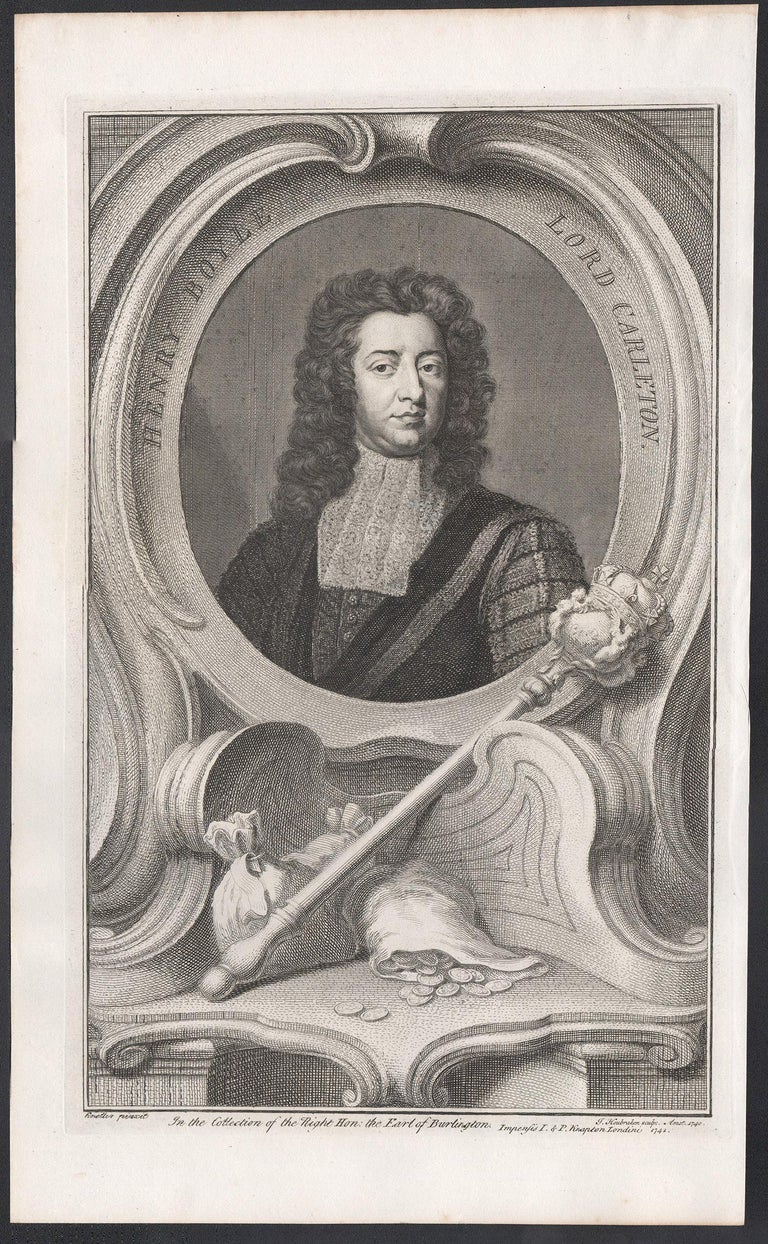 Jacobus Houbraken 1 - Henry Boyle, Lord Carleton, portrait engraving ...
