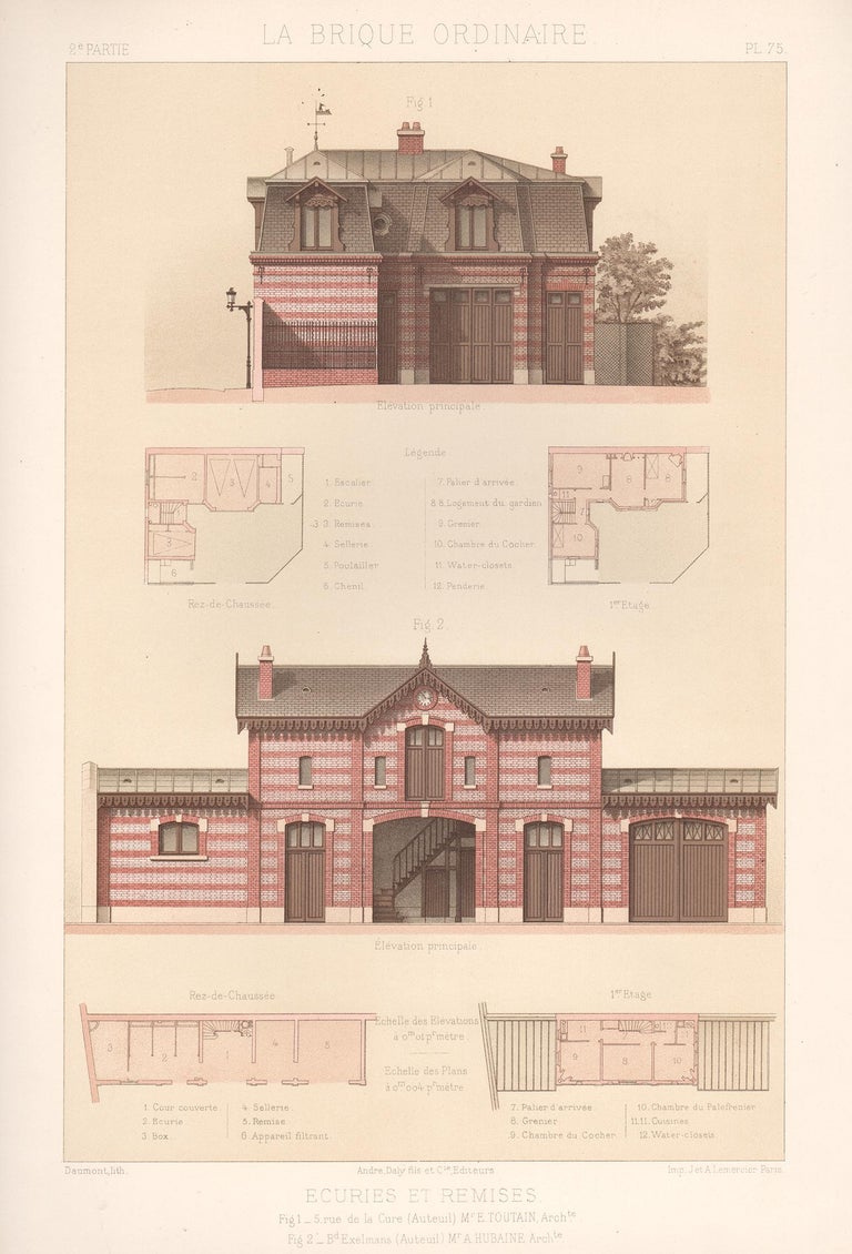 Jean-Francois Daumont - French architecture house design lithograph ...