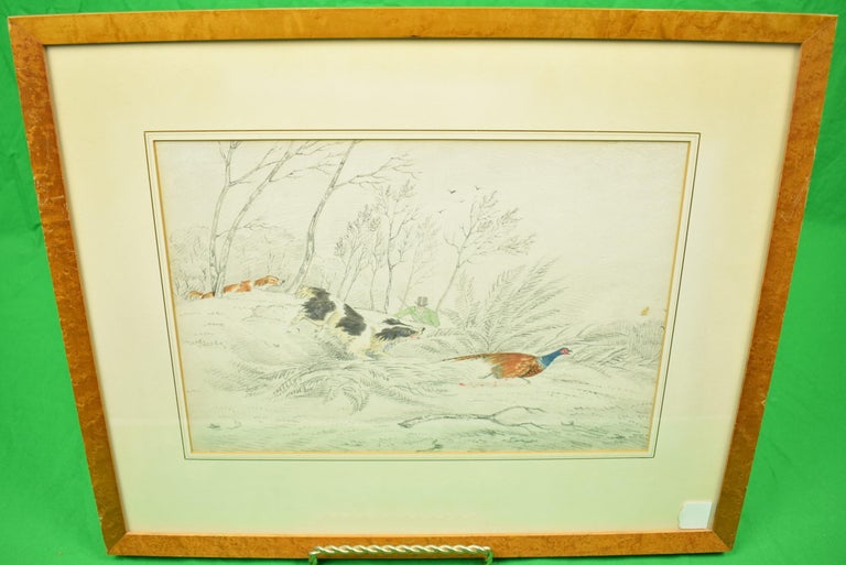 Henry Alken - "Huntsman w/ Two Game Dogs Pheasant Shooting" Drawing w ...
