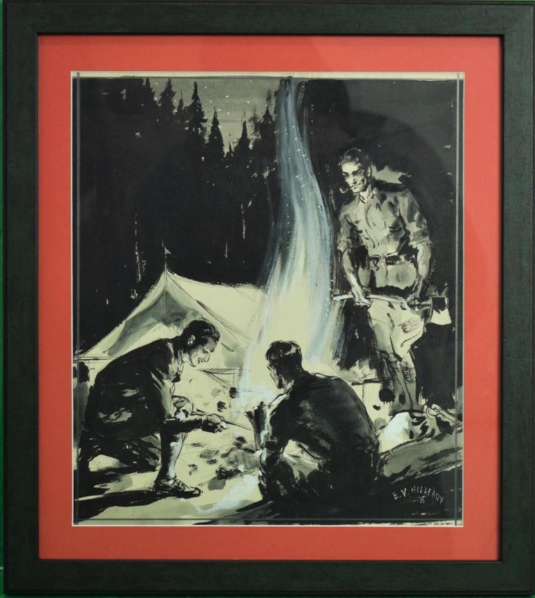 E.V. Hilleary - Abercrombie and Fitch c1935 Camping Gouache Signed E.V ...