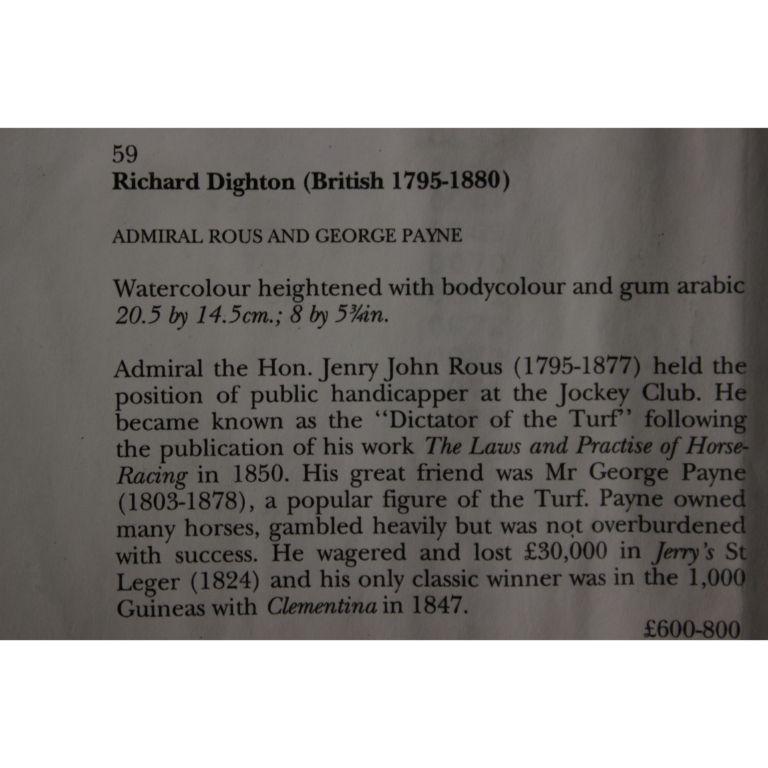 Richard Deighton - Mr. George Payne and Admiral Rous For Sale at 1stDibs