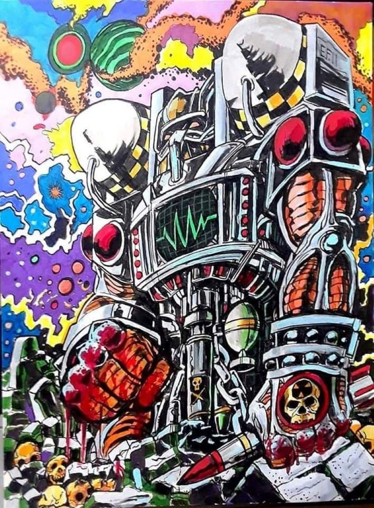 Mark Jackson - "Ironman" Mixed Media on Bristol, Signed by the Artist ...