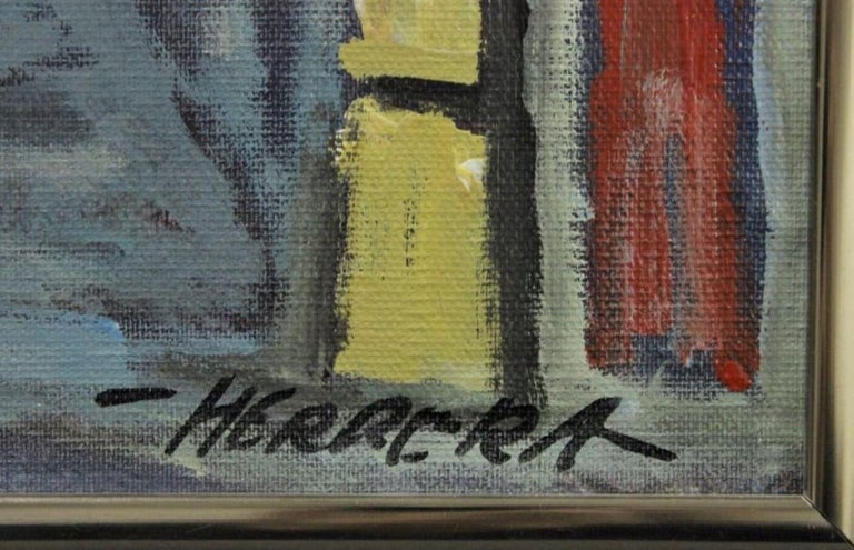 Herrera - Cityscape-Framed Acrylic Painting on Canvas, Signed by the ...
