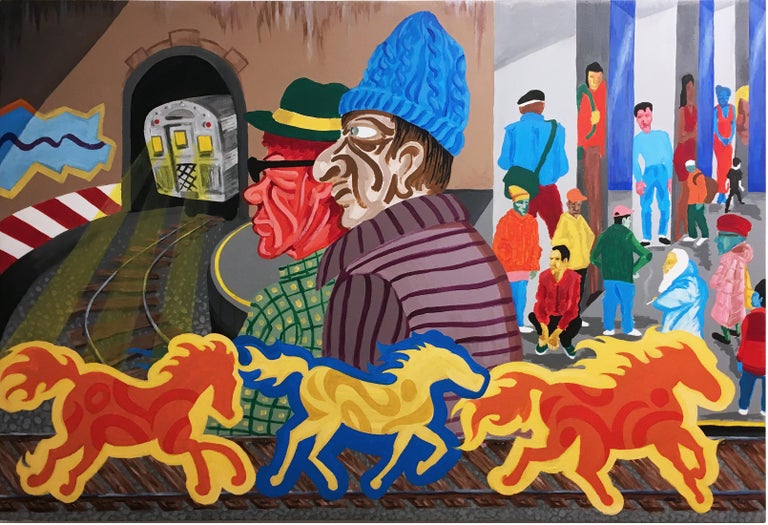 Sam Meyerson - WILD HORSES, 2016, underground railway train, curve ...