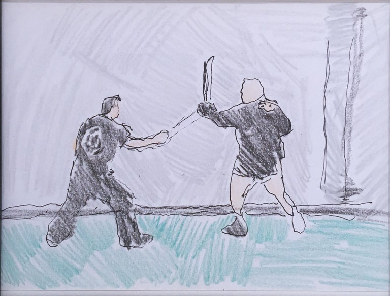 Macauley Norman - Sword Fight, 2018, pen and crayon on paper ...