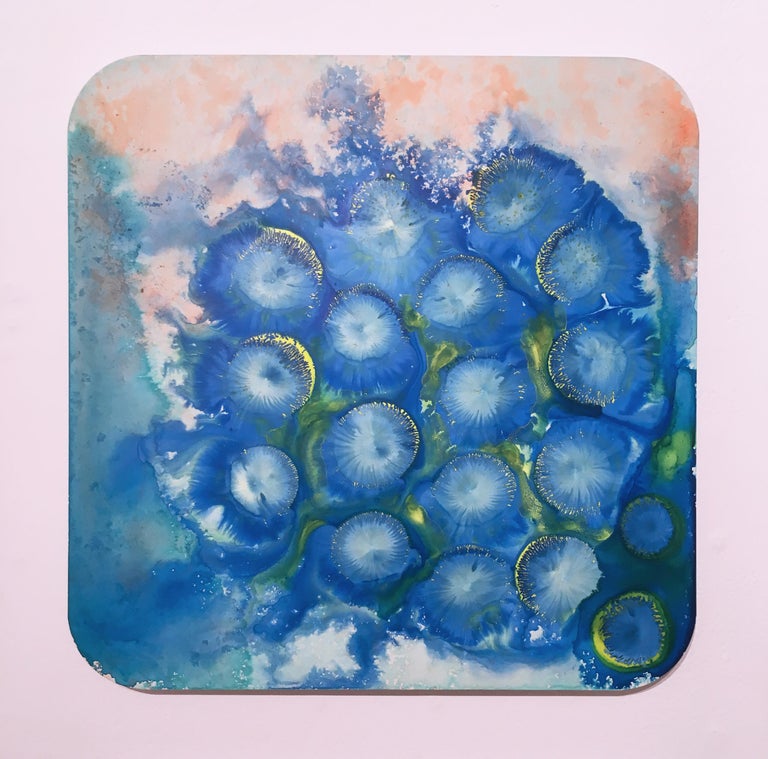 Orlando Reyes - SOL 3 2018, figurative, abstract, floral, blue, orange ...