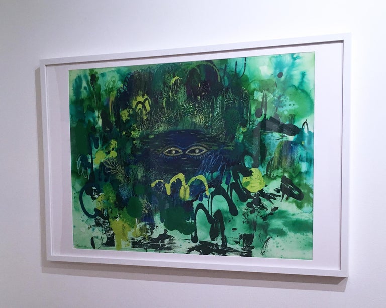Shamona Stokes - Pond Friend, 2020, watercolor, oil pastel, green ...