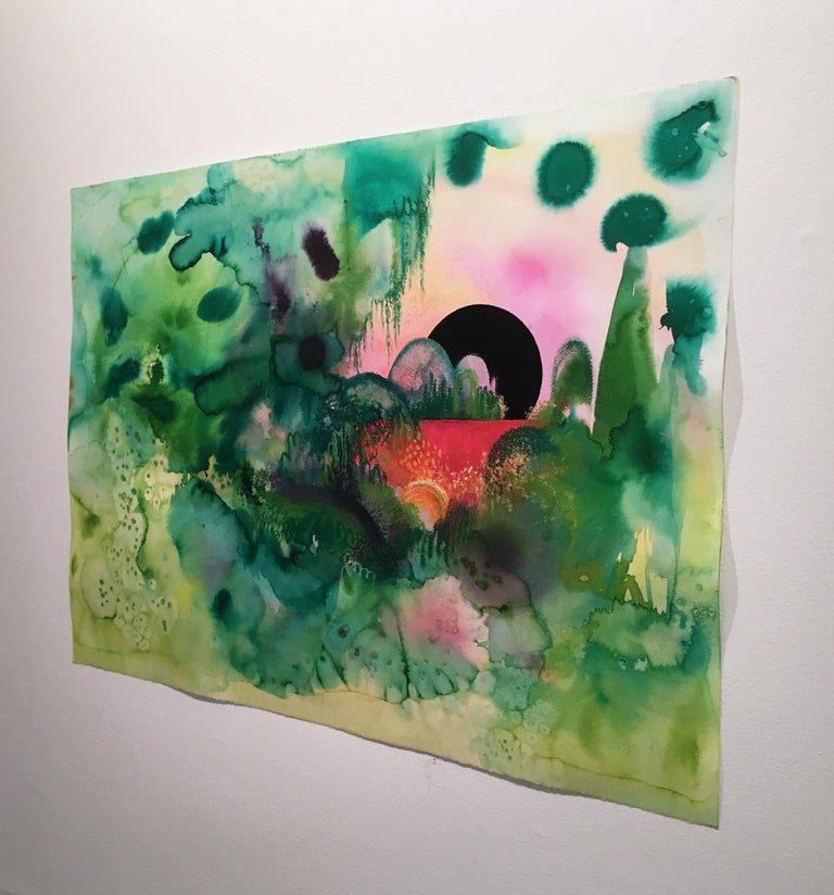 Shamona Stokes - Marooned Lagoon, 2020, watercolor, oil pastel, green ...