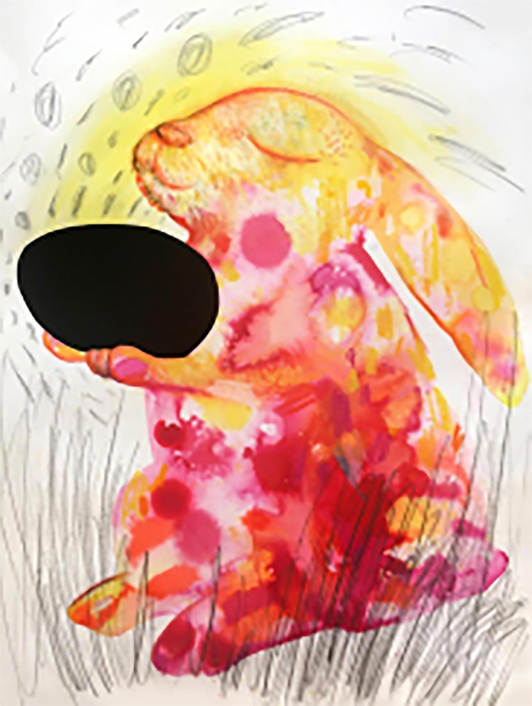 Shamona Stokes - Gift, 2020, watercolor, oil pastel, pink, orange ...