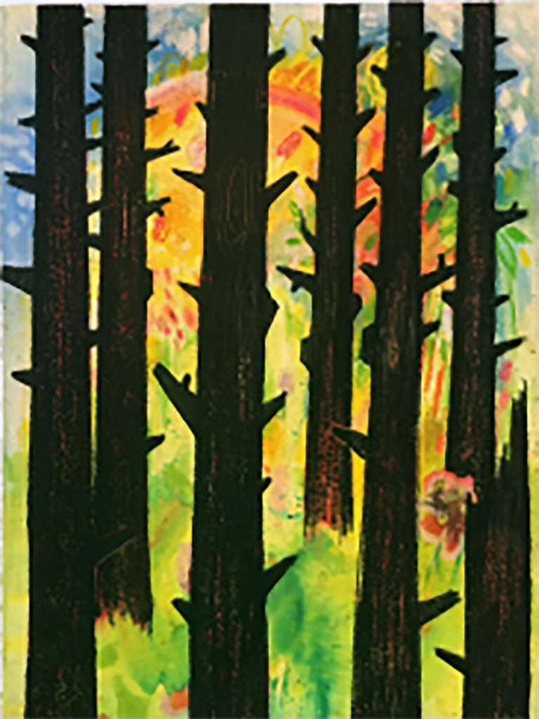 Shamona Stokes - Hopeful Spring, 2020, watercolor, oil pastel, green ...