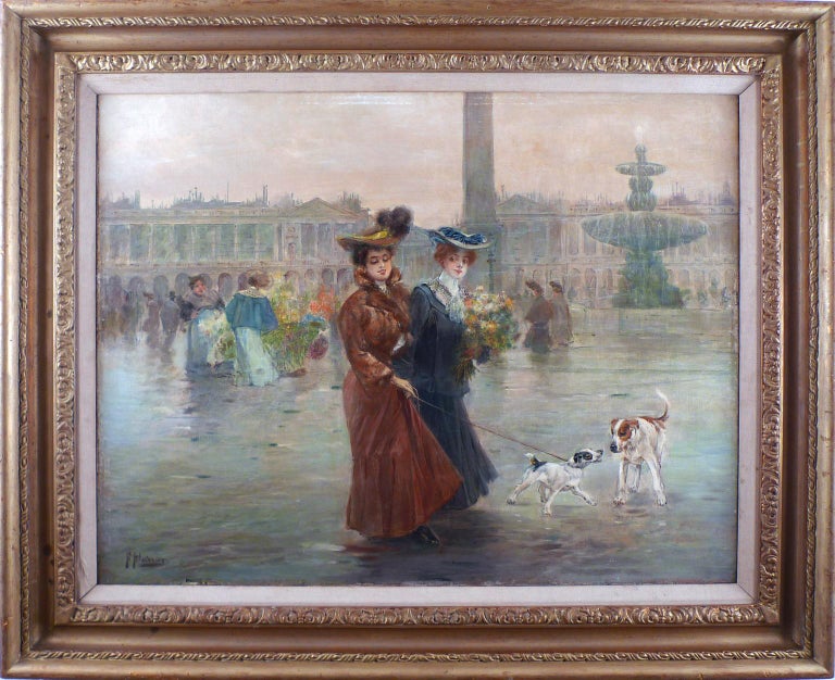 Felix Alarcon - "La Place de la Concorde, Paris" 19th Century oil on ...
