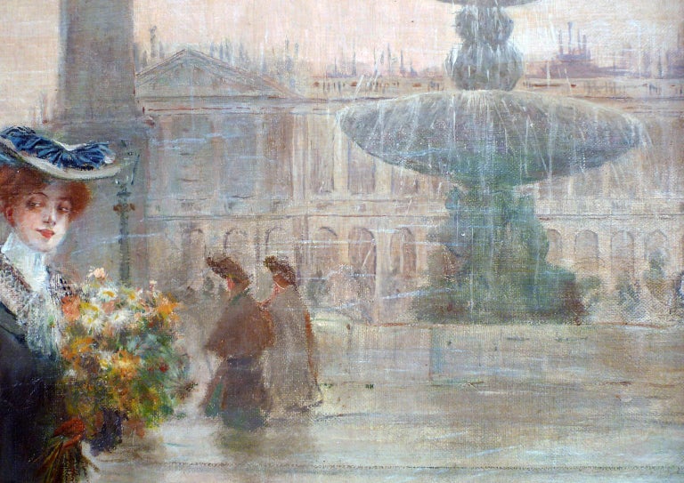 Felix Alarcon - "La Place de la Concorde, Paris" 19th Century oil on ...