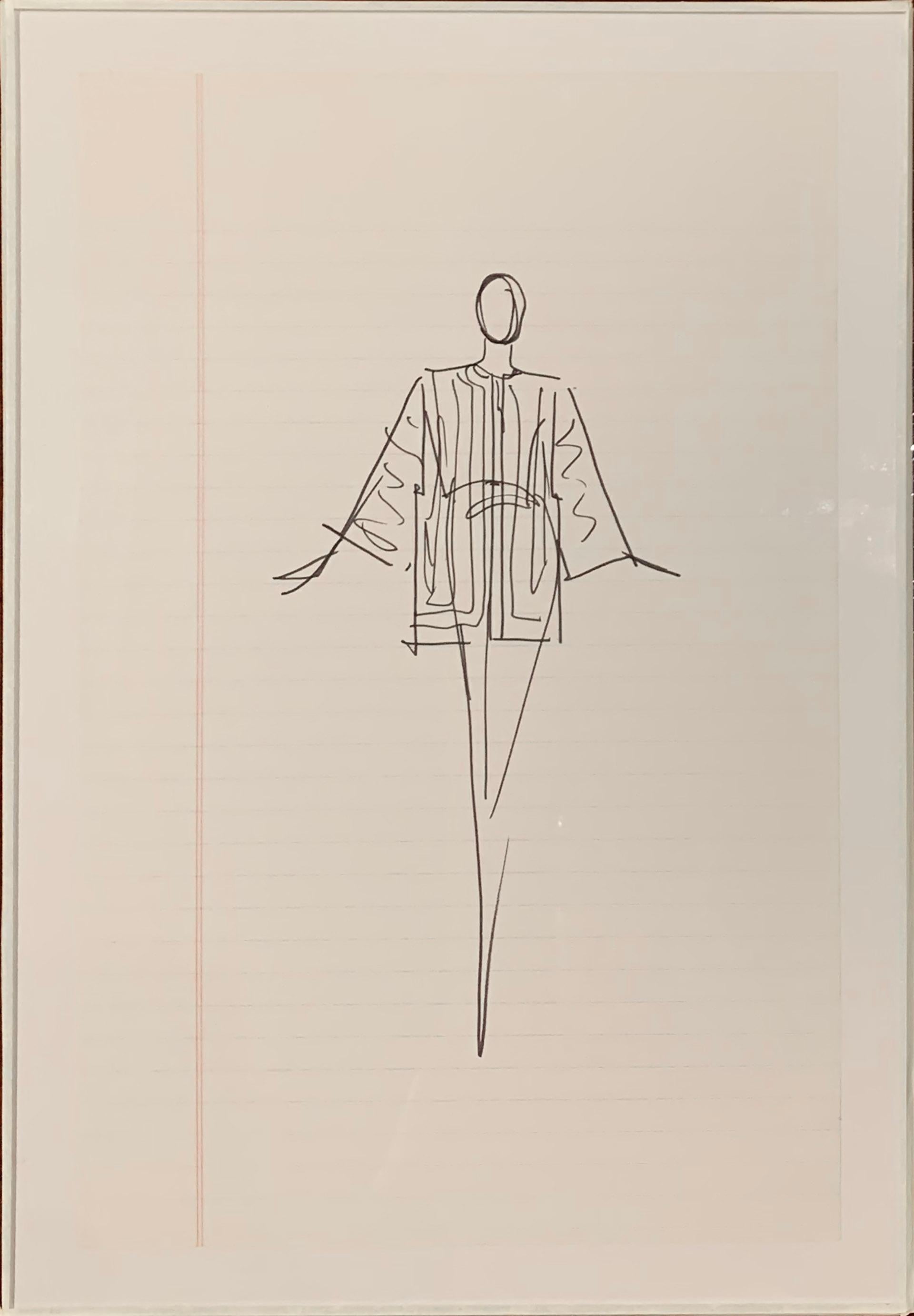 Halston - Ink Sketch by Iconic Fashion Designer Halston For Sale at 1stDibs