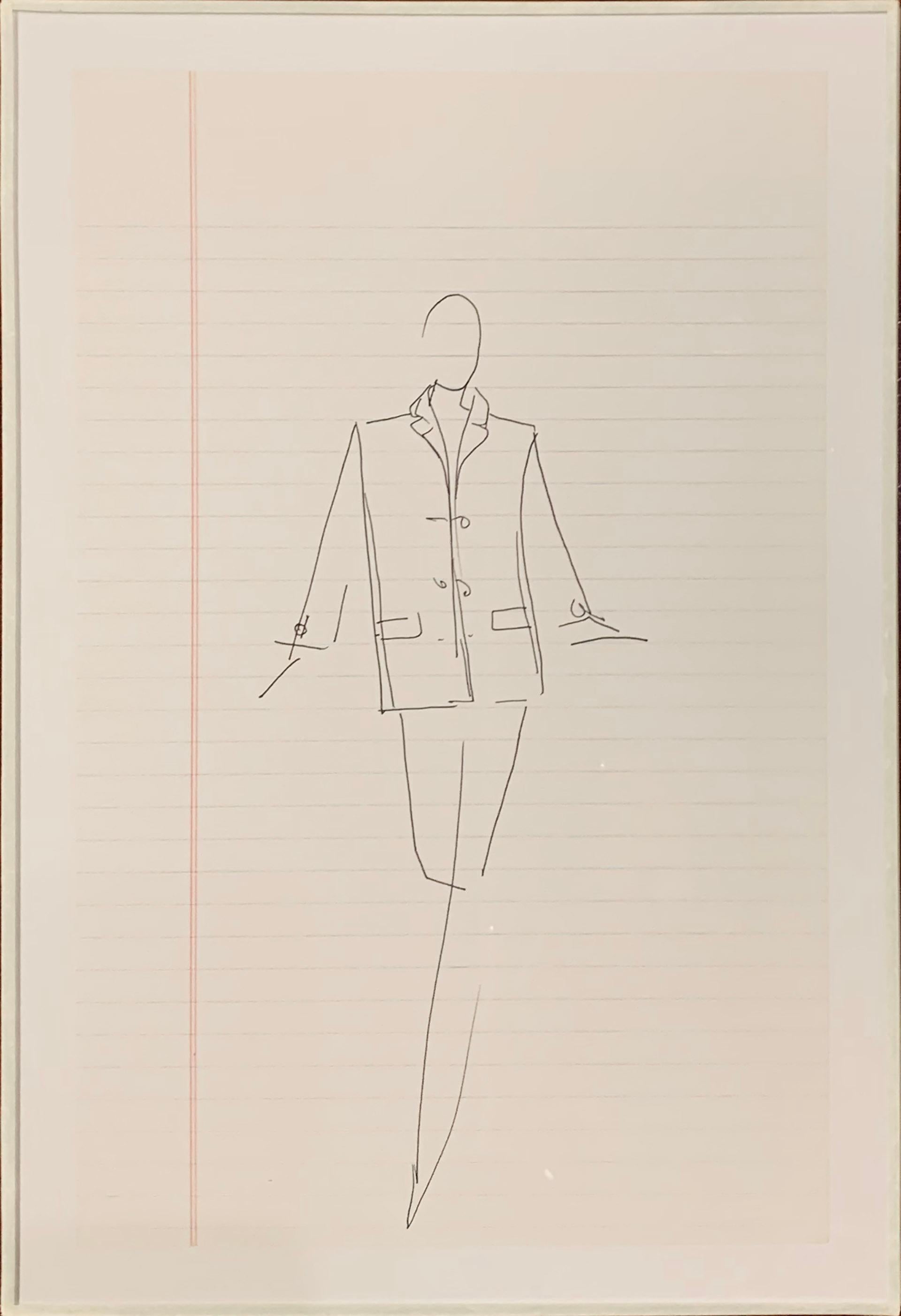 Halston - Ink Sketch by Iconic Fashion Designer Halston For Sale at 1stDibs