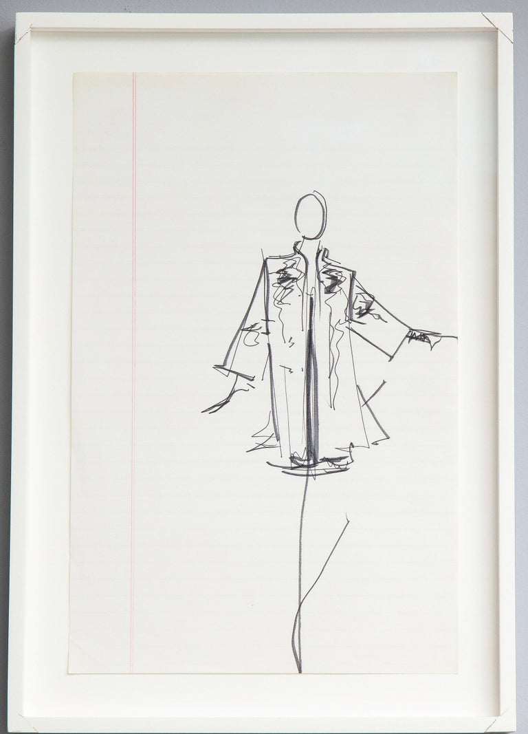 Halston - Ink Sketch by Iconic Fashion Designer Halston at 1stDibs