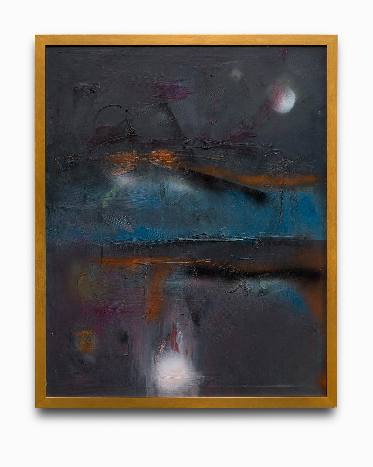 Merton Simpson - "Nightscape" Deep Blues and Black, Oil on Canvas For ...