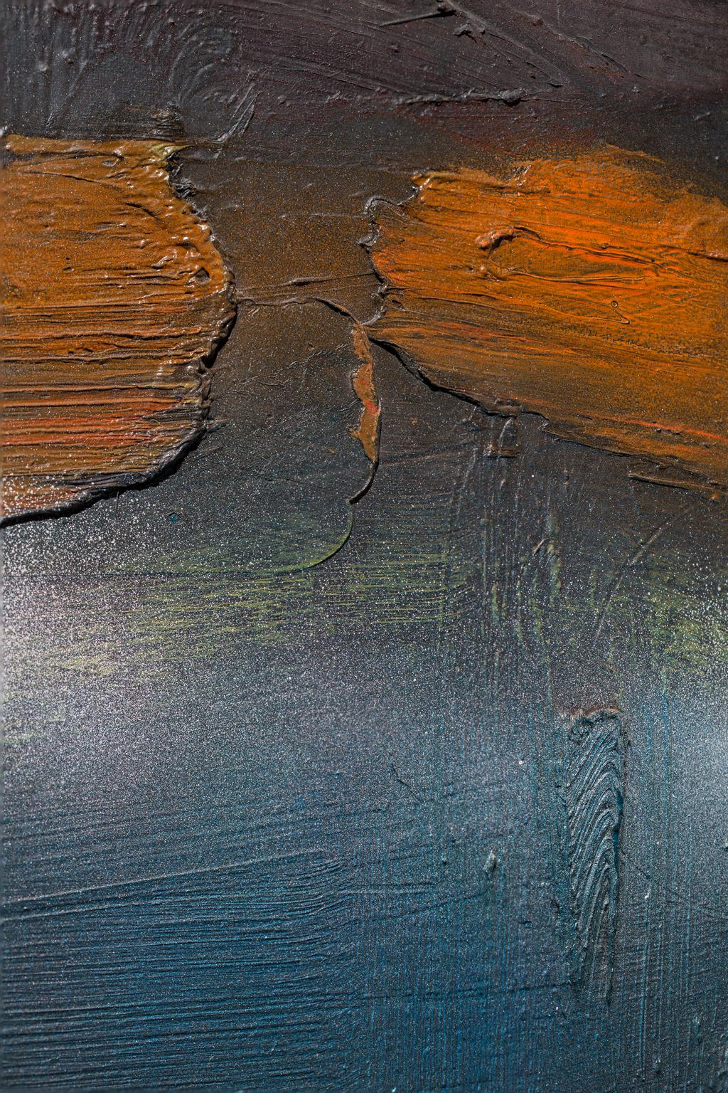 Merton Simpson - "Nightscape" Deep Blues and Black, Oil on Canvas For ...