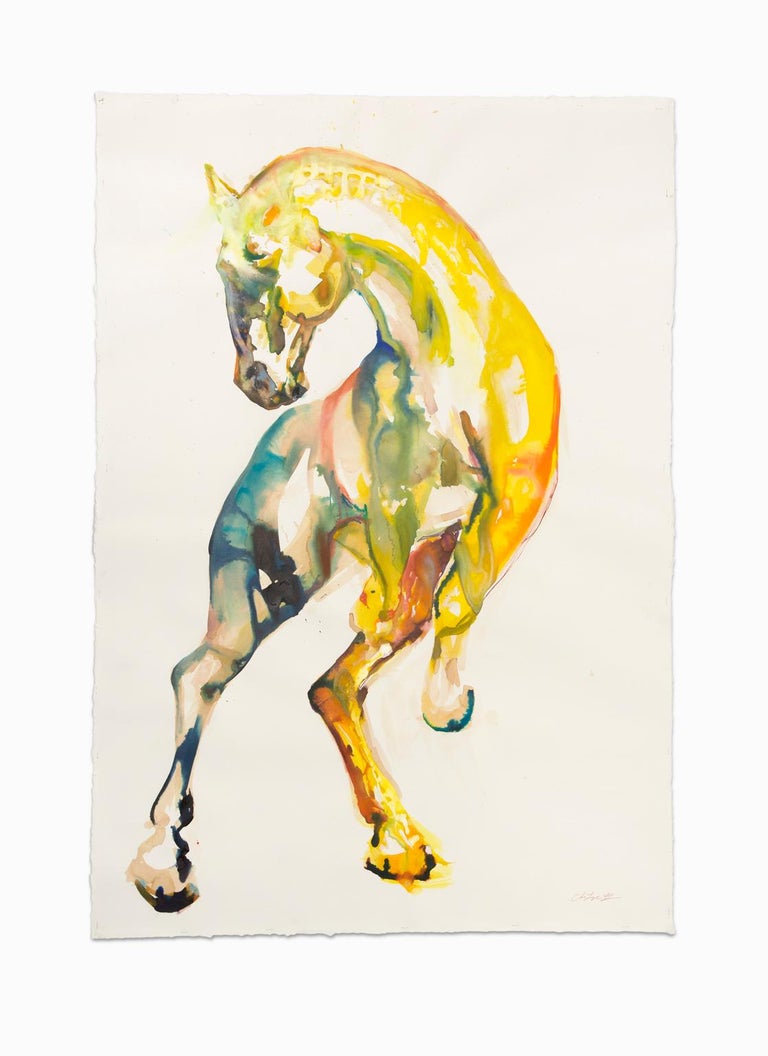 Chris Lujan - "Yellow Horse I", Large Mixed Medium, India Ink and Wine ...