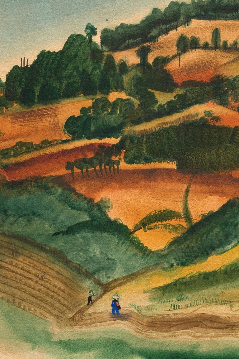 Charles Culver - "Red Hills Near Patzcurao" Watercolor on Paper ...