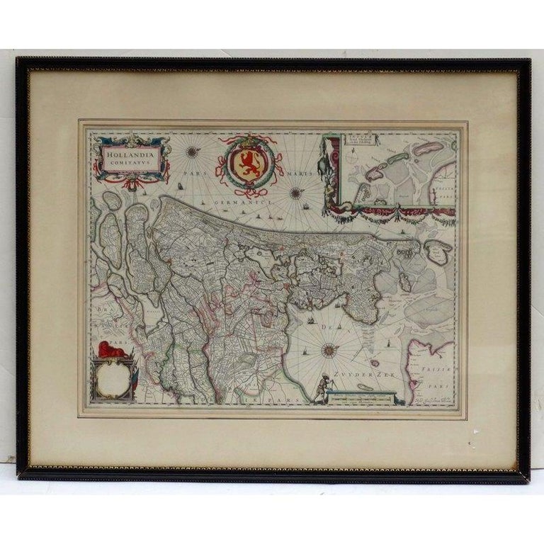 Willem Janszoon Blaeu - Willem Blaeu Map of Hollandia Comitatus Steel Engraving at 1stDibs