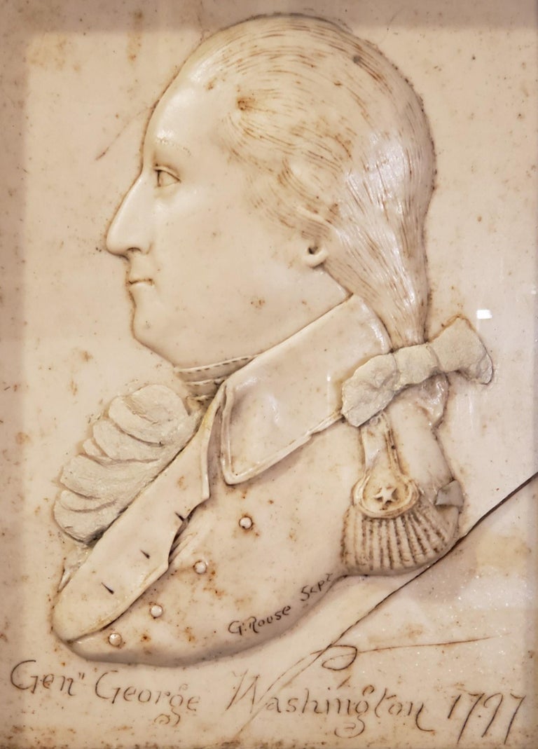 G Rouse - General George Washington Wax Portrait Shadow Box at 1stDibs