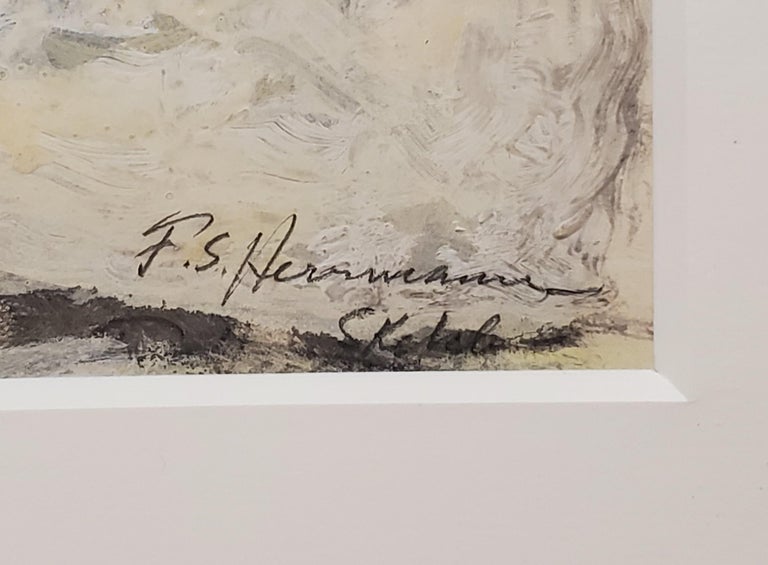 Frank Simon Herrmann - Watercolor Landscape of Houses signed by Frank ...