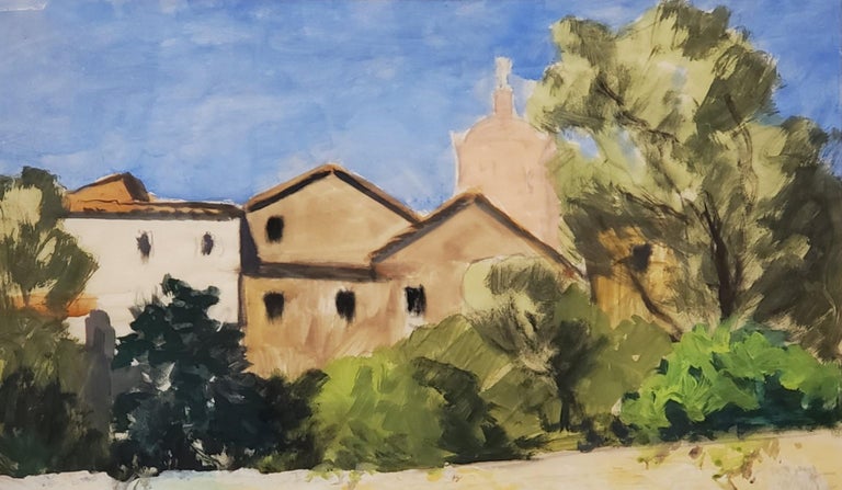 Frank Simon Herrmann - Watercolor Landscape of Houses signed by Frank ...