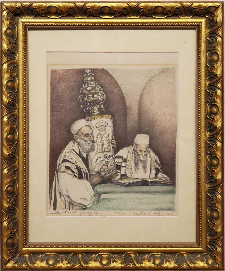 Saul Rabino - Rabbi Carrying a Torah scroll at 1stDibs