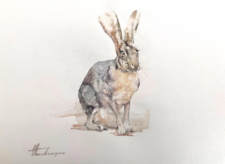 Artyom Abrahamyan - Jackrabbit, Watercolor Handmade Painting at 1stDibs