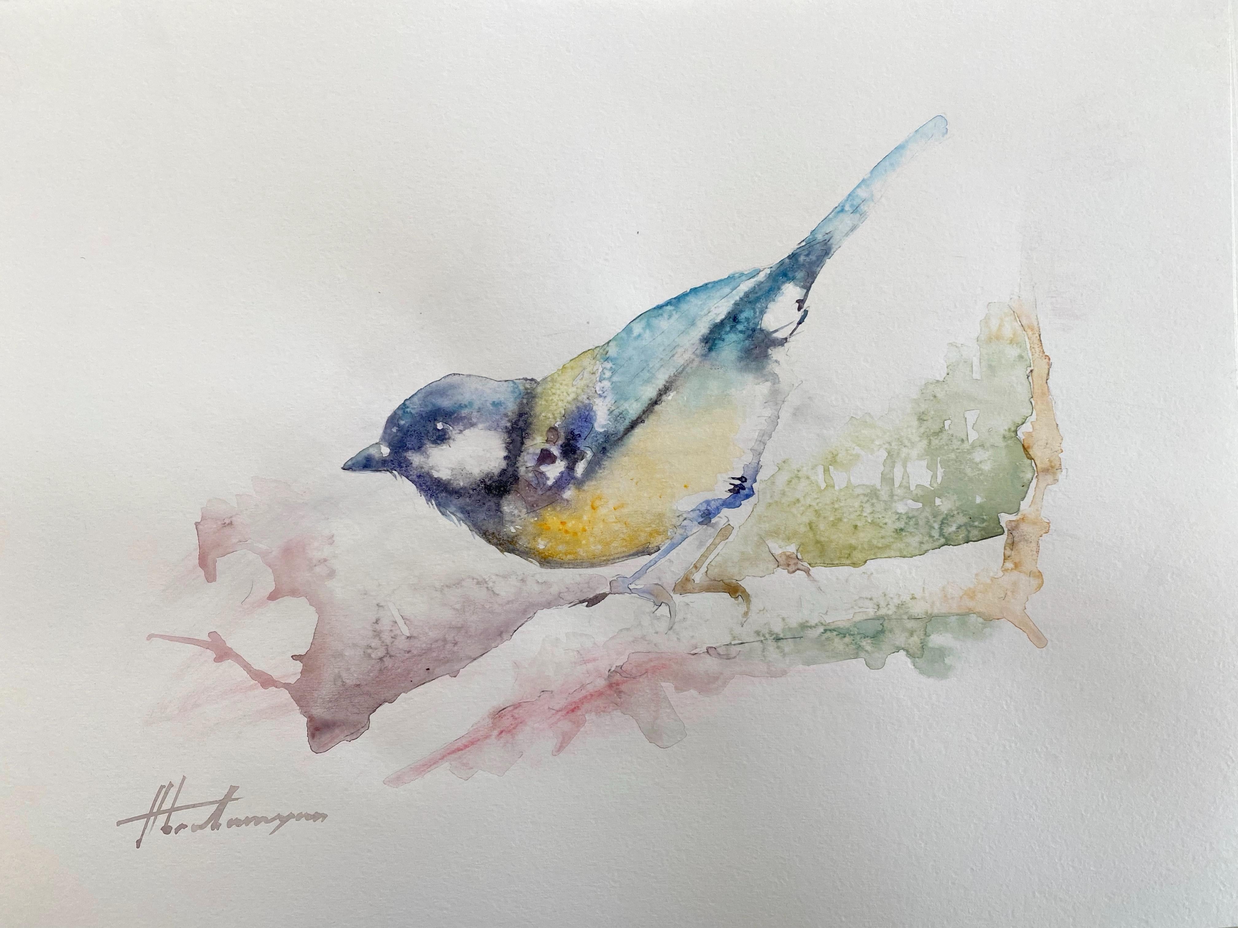 Artyom Abrahamyan - Great Tit, Watercolor Handmade Painting For Sale at ...