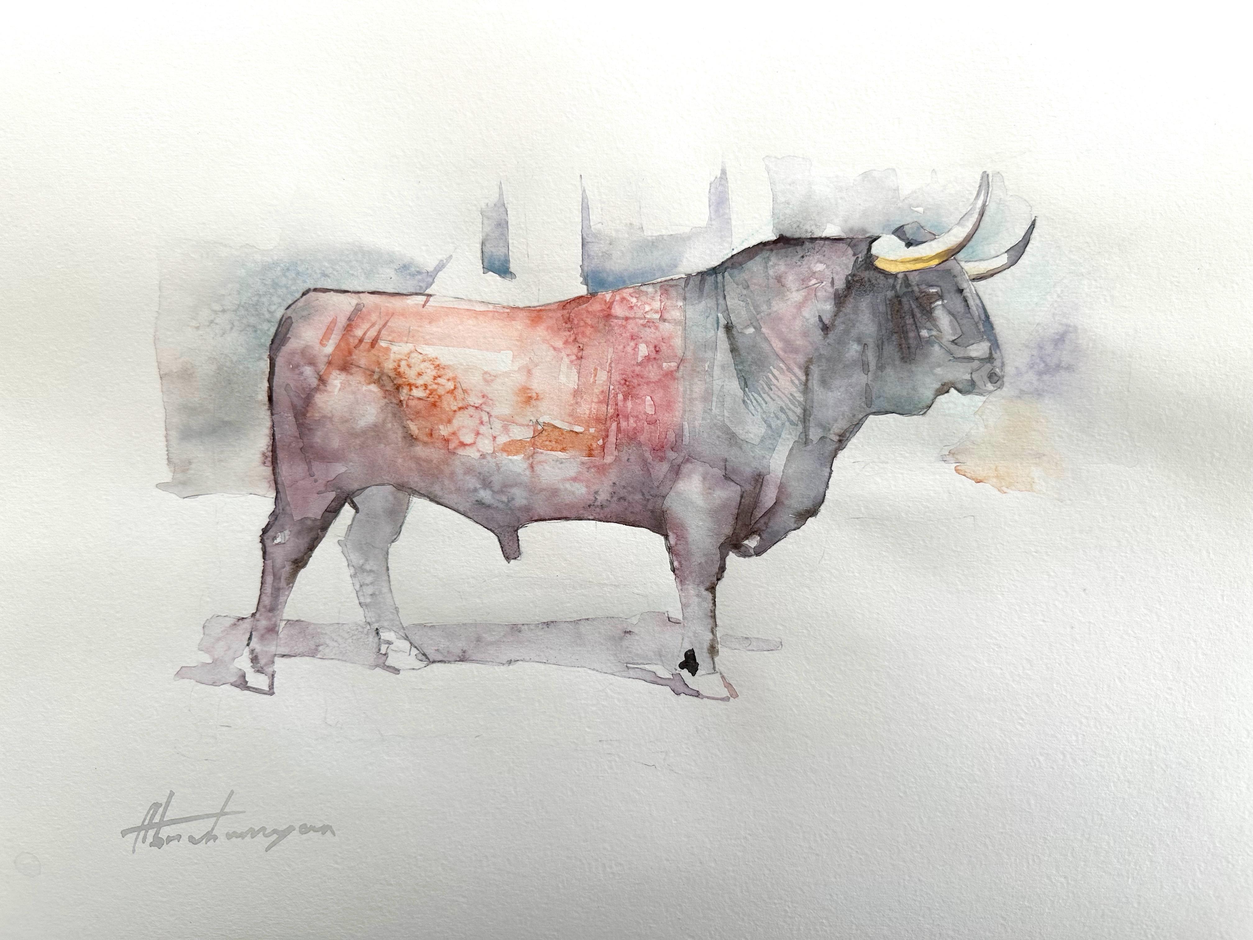 Artyom Abrahamyan - Shrike, Watercolor Handmade Painting, One of a Kind ...