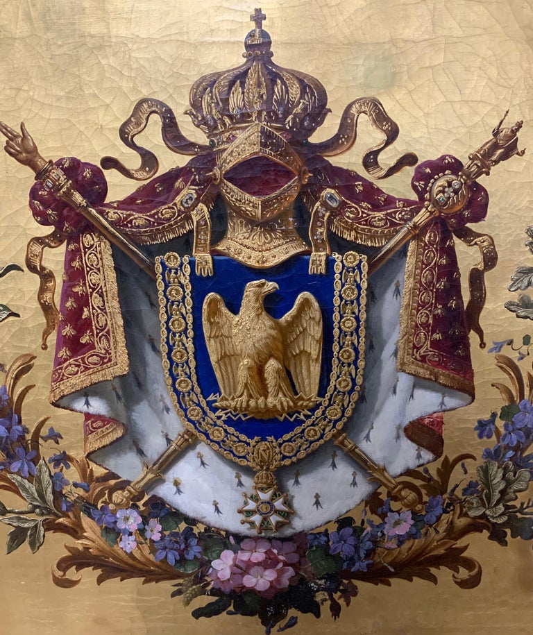 Auguste Dussauce - Napolean III French Coat of Arms with Gold Resin Oil ...