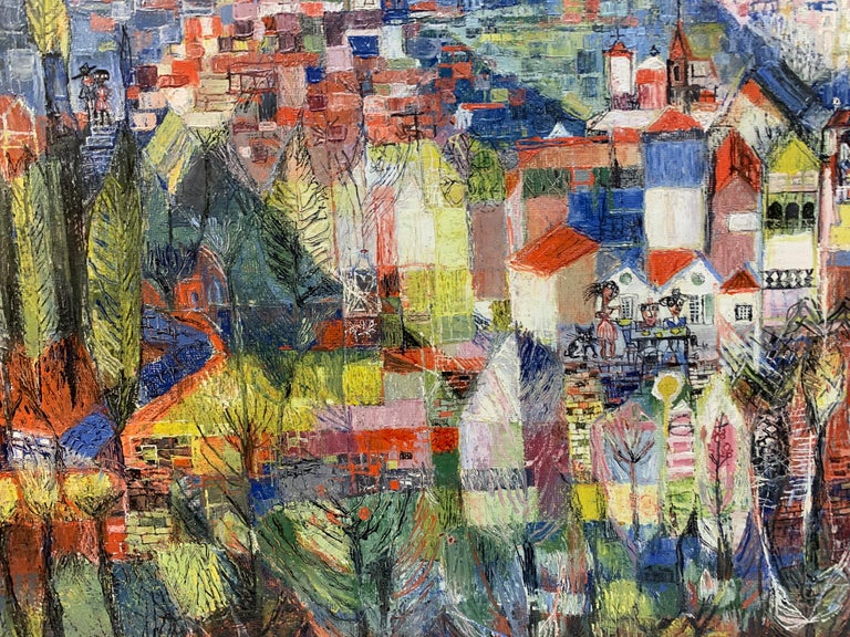 Robert Tatin - Eccentric Colorful Painting of a Town by the Mountains ...