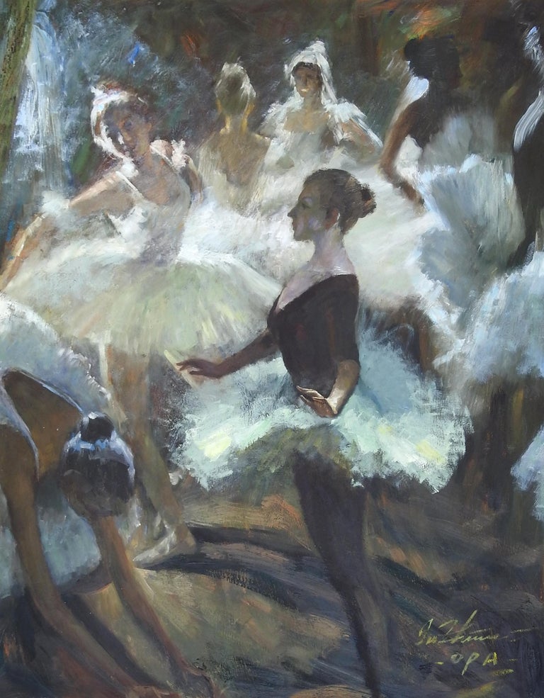 Zhiwei Tu - "Behind Stage", Zhiwei Tu, Impressionist, Figurative, 48x36 ...