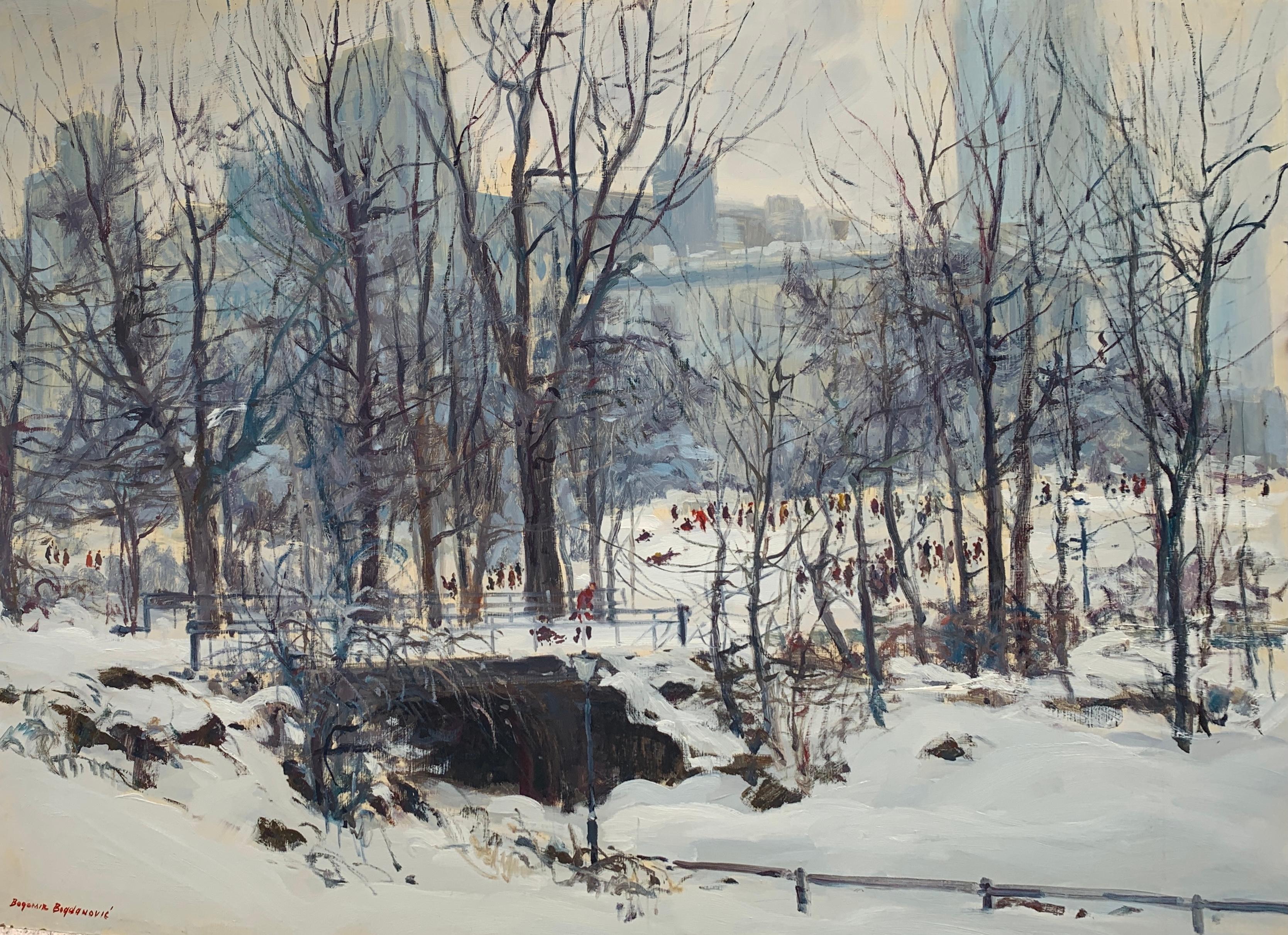 Bogomir Bogdanovic - "Snow in New York", Bogomir Bogdanovic, Oil on ...