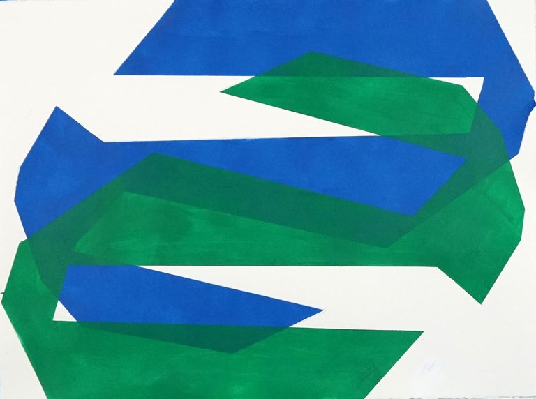 Lisa Petker-Mintz - Blue and Green Zig Zag at 1stDibs