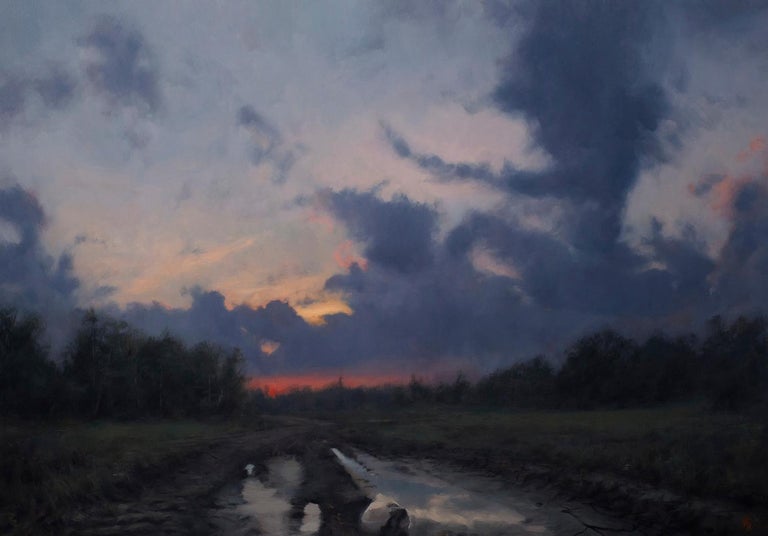 David Gluck - "Road at Dusk" Oil painting For Sale at 1stDibs