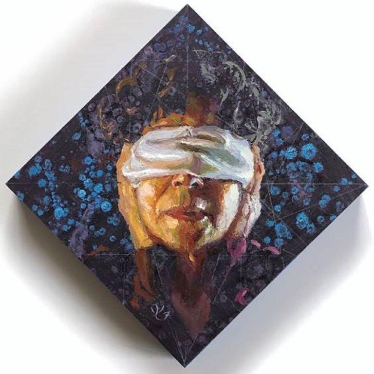 Lisa Fricker - "Three Monkeys (Hear)," Oil painting For Sale at 1stDibs