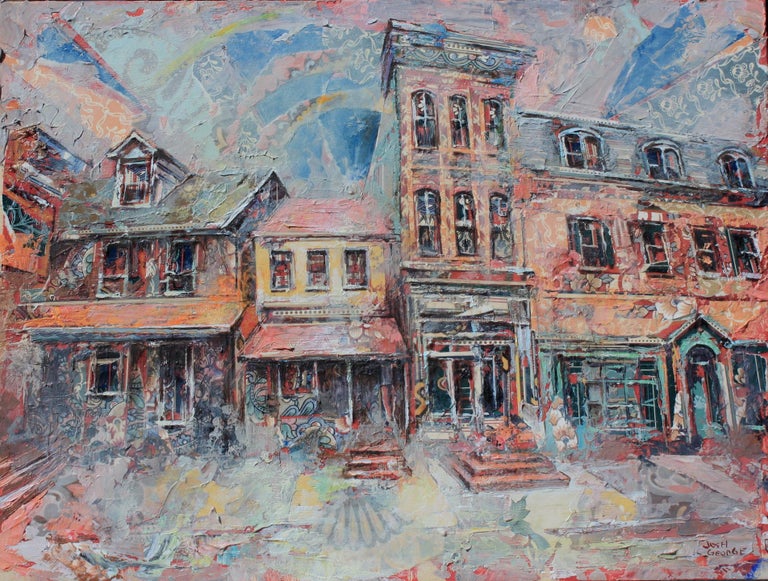 Josh George - "State Street," Mixed Media Painting For Sale at 1stDibs