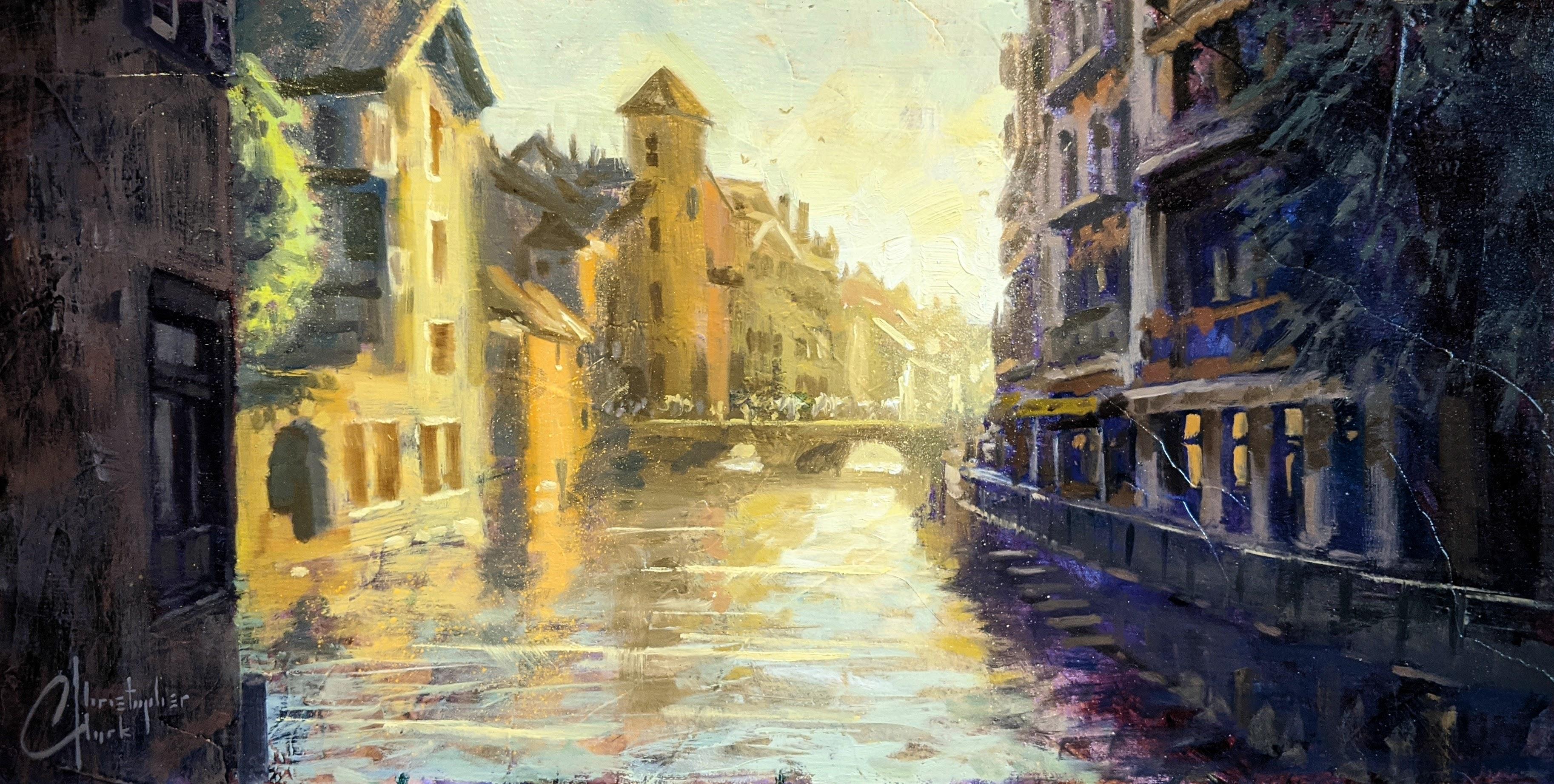 Christopher Clark 1 - Annecy, France, Oil painting at 1stDibs
