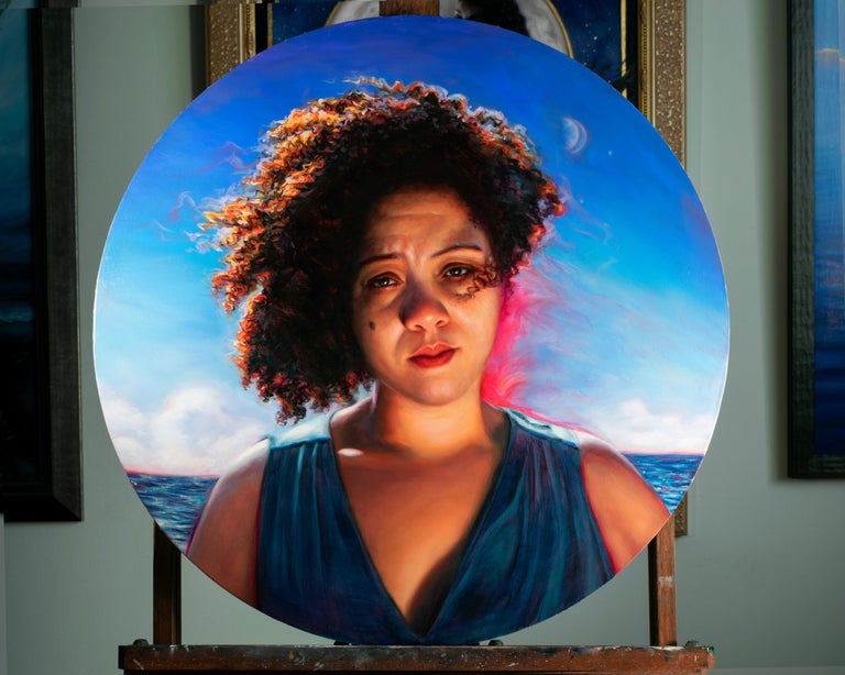 Tiffany Dae - "Sad Eyes", Oil painting For Sale at 1stDibs