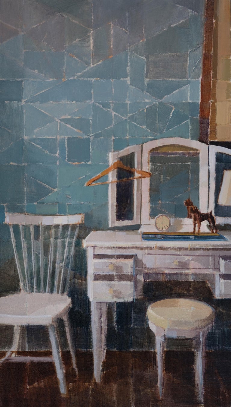 Hiroshi Sato - "Blue and Dog," Oil Painting For Sale at 1stDibs