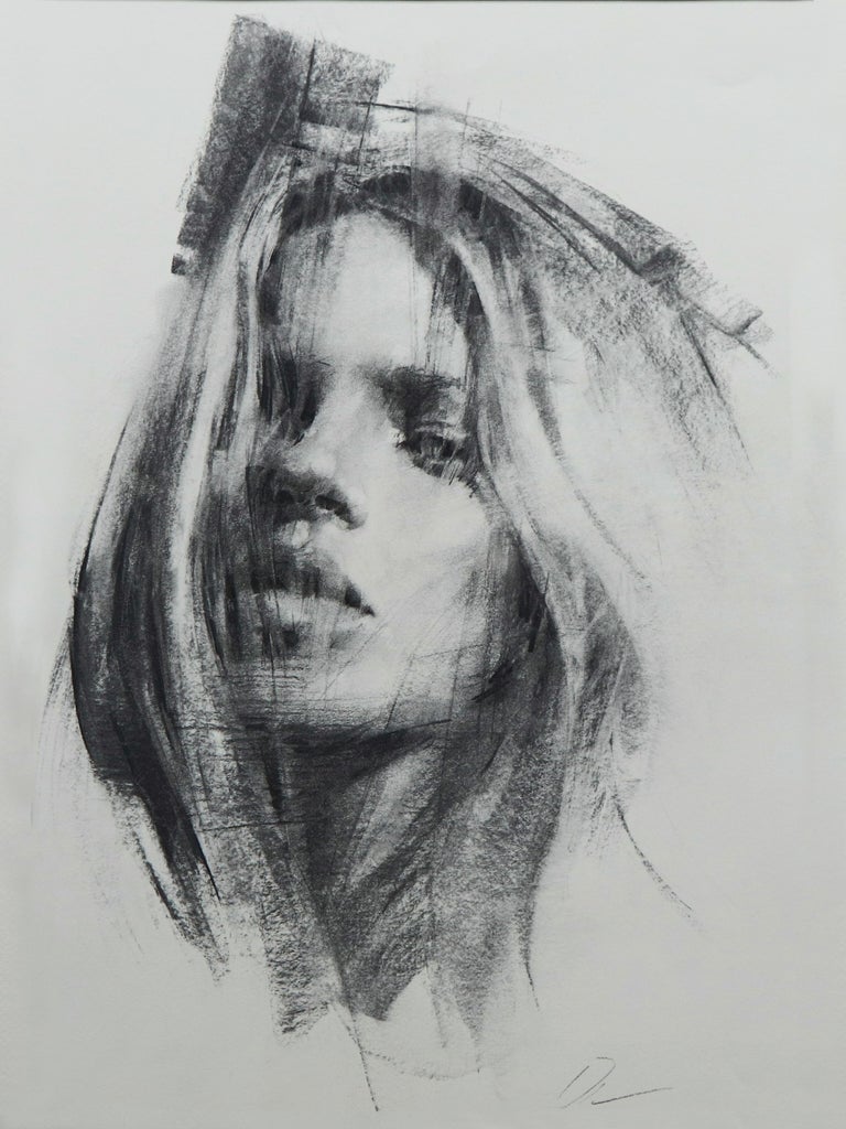 Shima Rabiee - "Morning Mood," Charcoal Drawing For Sale at 1stDibs