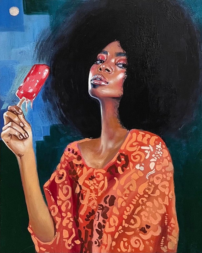 MJ Lindo - "The Cool Down," Oil Painting For Sale at 1stDibs